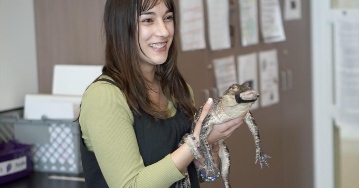 Education students mingle with reptiles during visit from alligator ...
