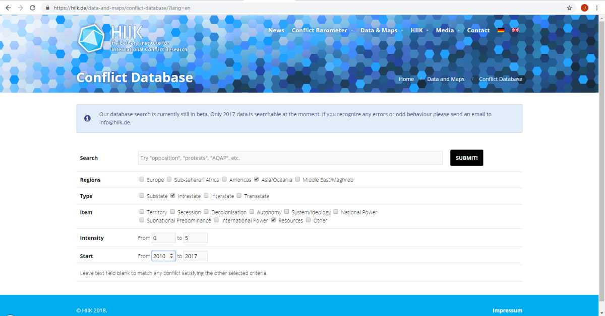 Heidelberg Institute for International Conflict Research (HIIK ...